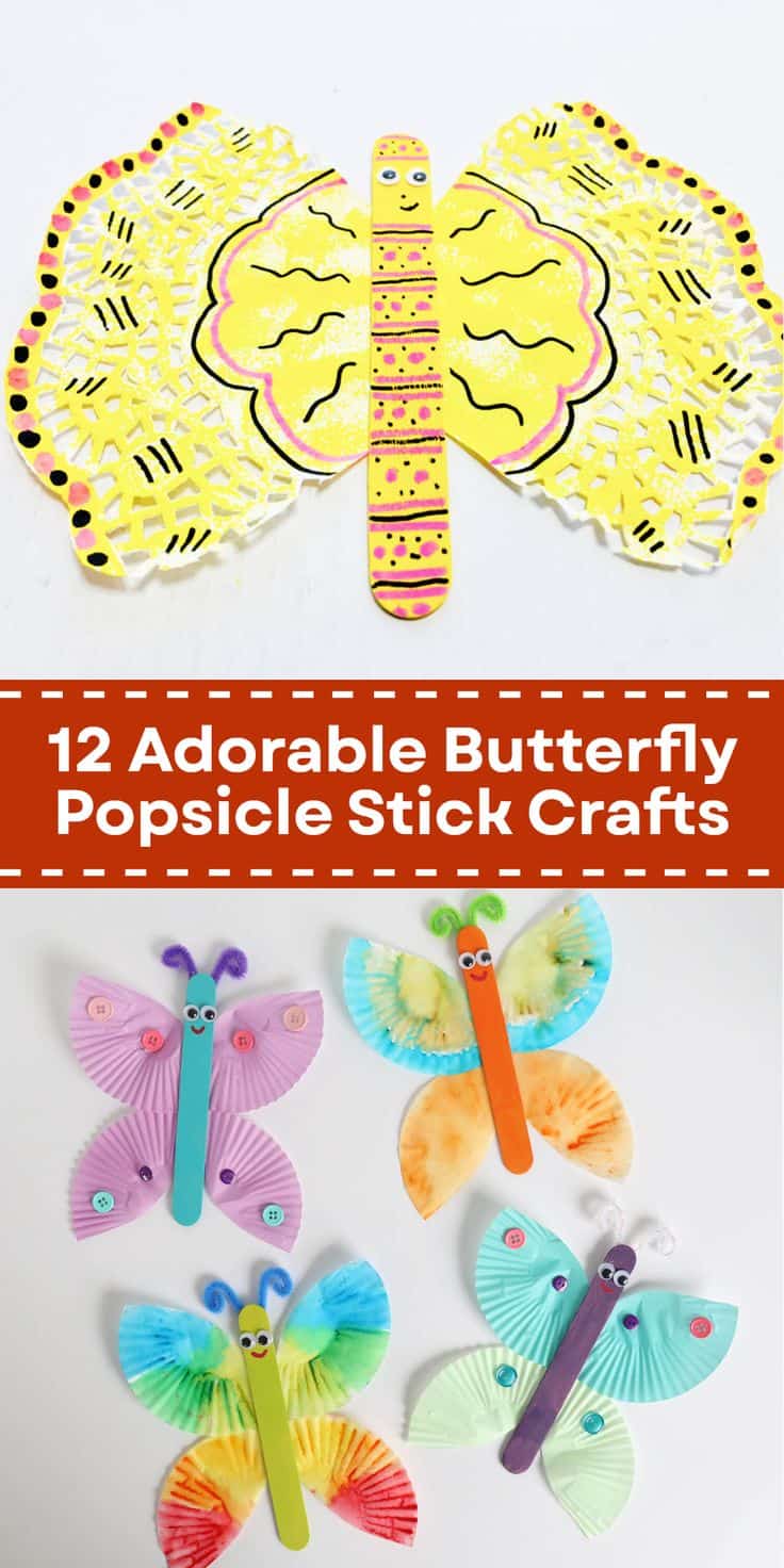 12 Adorable Butterfly Popsicle Stick Crafts